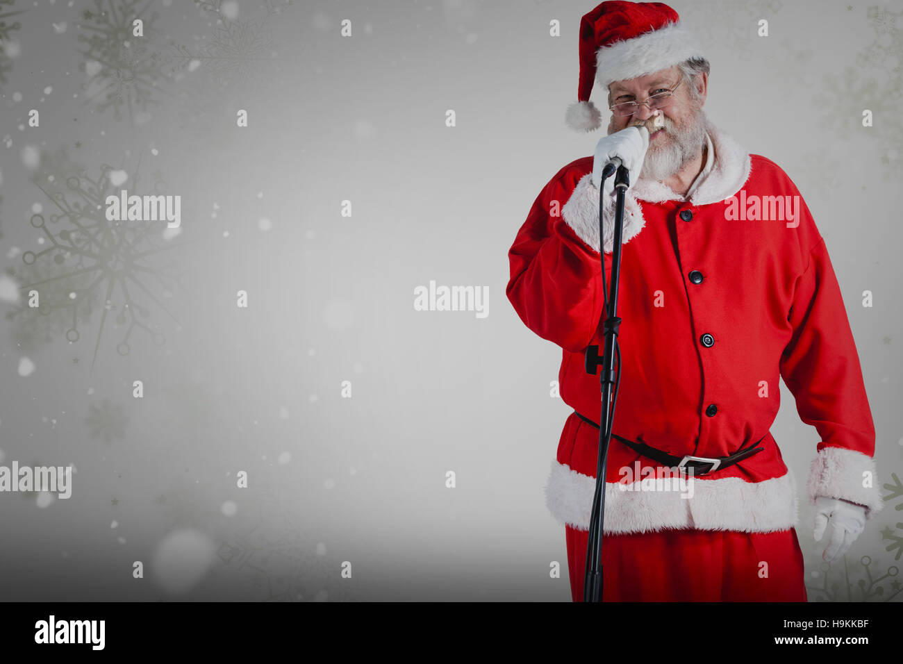Composite image of santa claus singing songs against white background ...