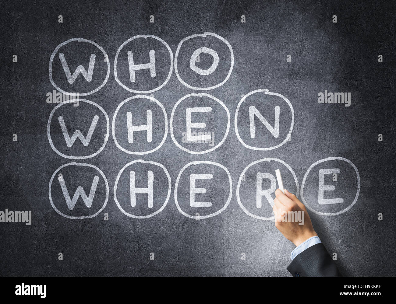 Seminar trainer draw on chalkboard Stock Photo - Alamy