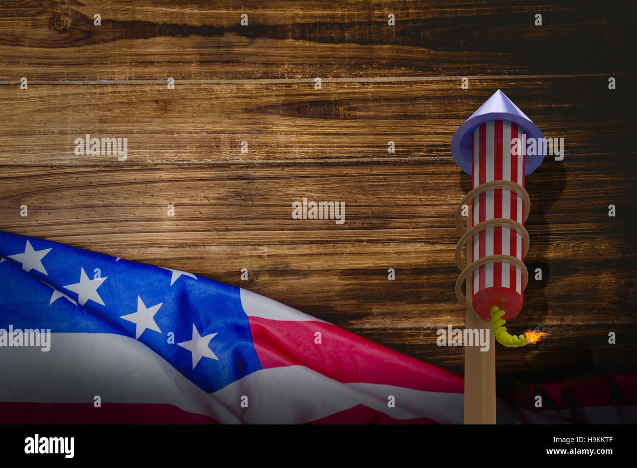 Composite image of 3D rocket for fireworks Stock Photo - Alamy