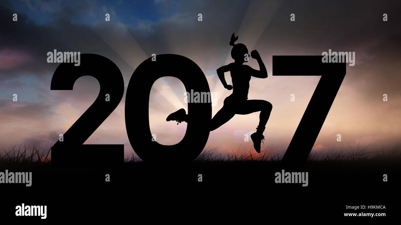 Composite image of fit woman silhouette Stock Photo - Alamy