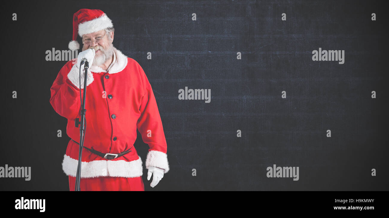 Composite image of santa claus singing songs against white background ...