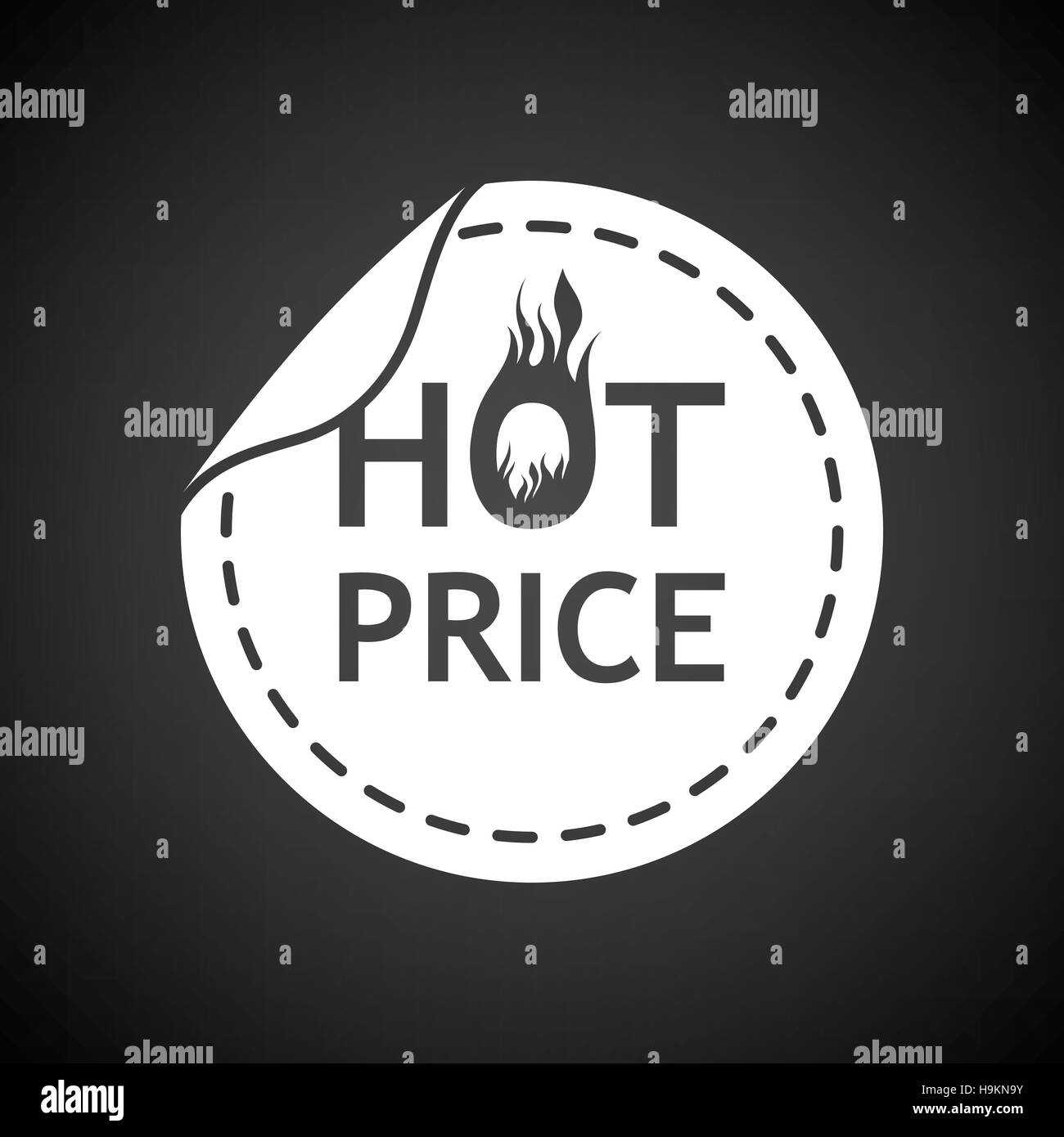 Hot price icon. Black background with white. Vector illustration Stock ...
