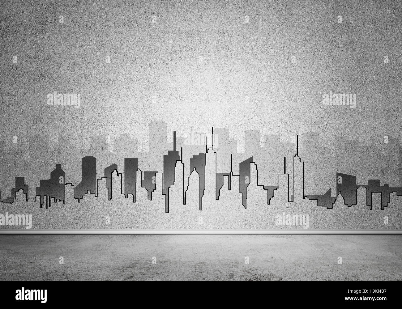 City design on wall Stock Photo - Alamy