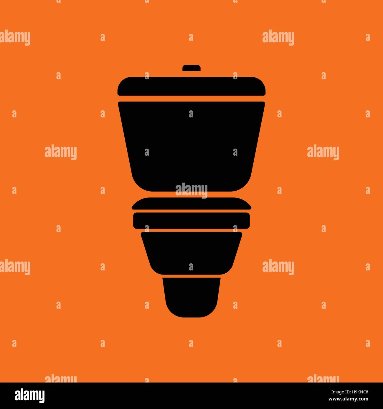 Toilet bowl icon. Orange background with black. Vector illustration ...