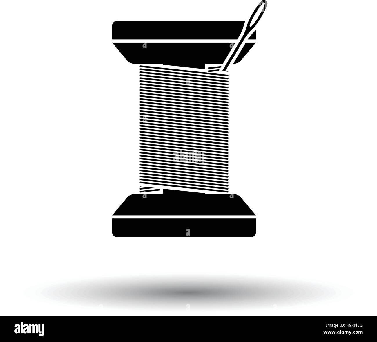 Sewing reel with thread icon. White background with shadow design ...