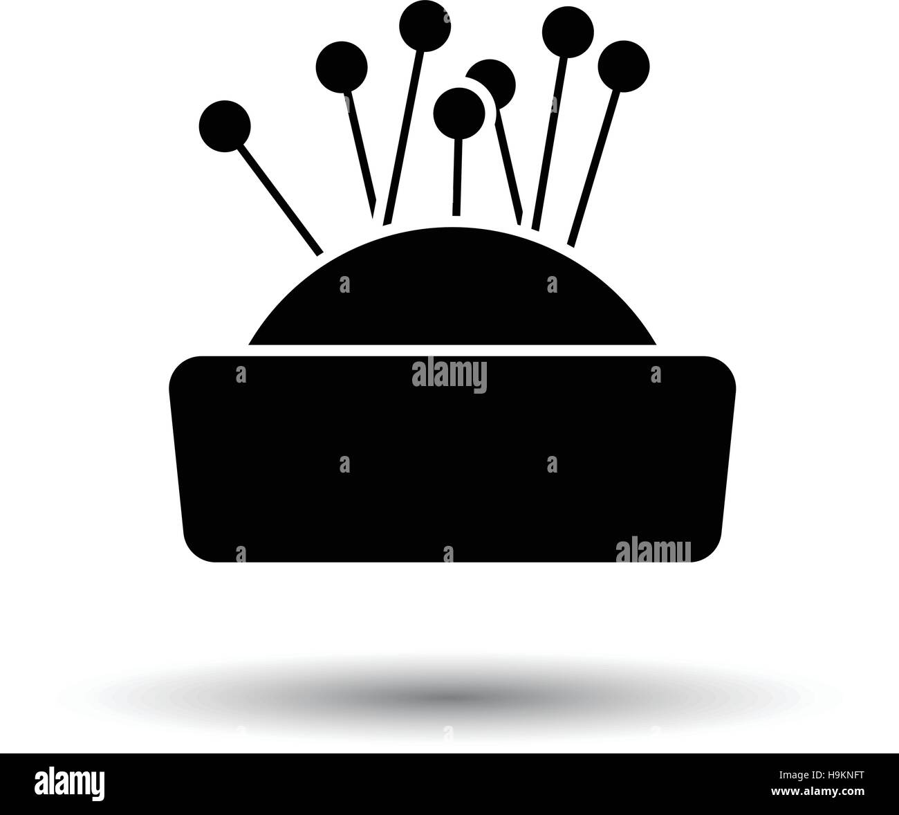 Pin cushion icon. White background with shadow design. Vector ...