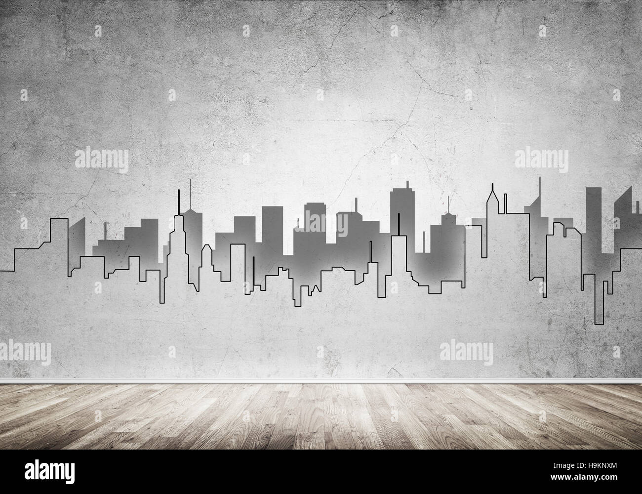 City design on wall Stock Photo - Alamy