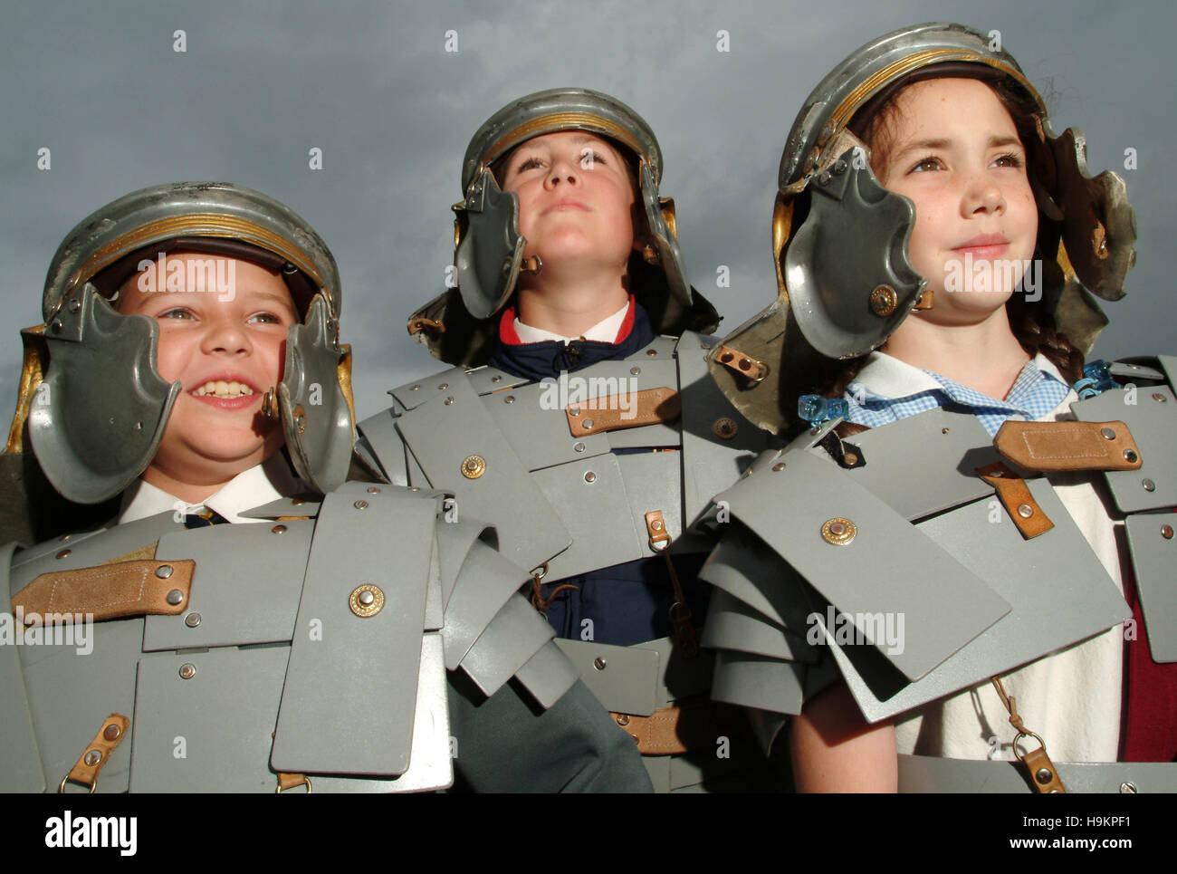Schoolchildren dressed as Roman soldiers visiting the National Roman ...