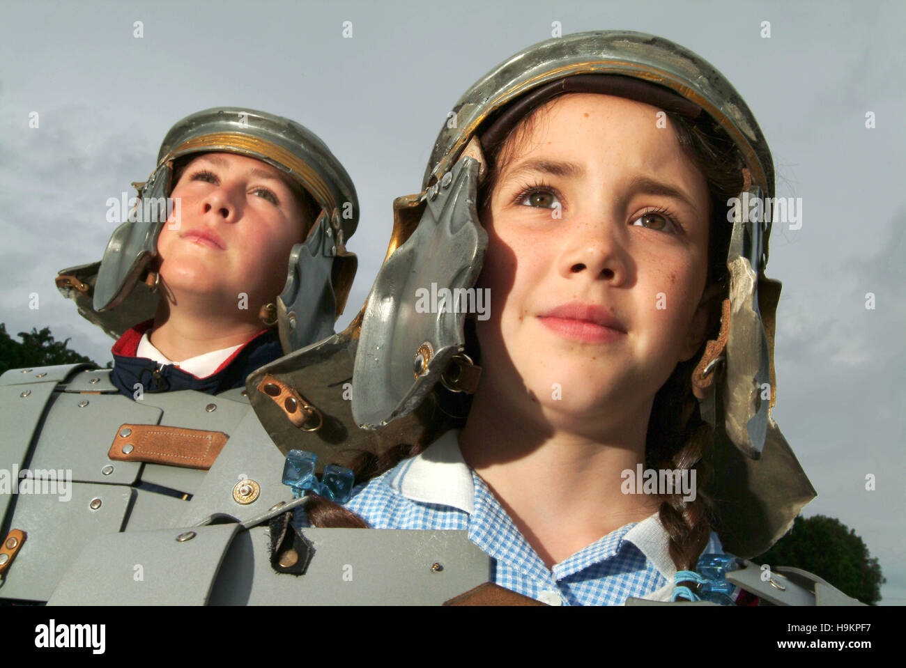 Schoolchildren dressed as Roman soldiers visiting the National Roman ...