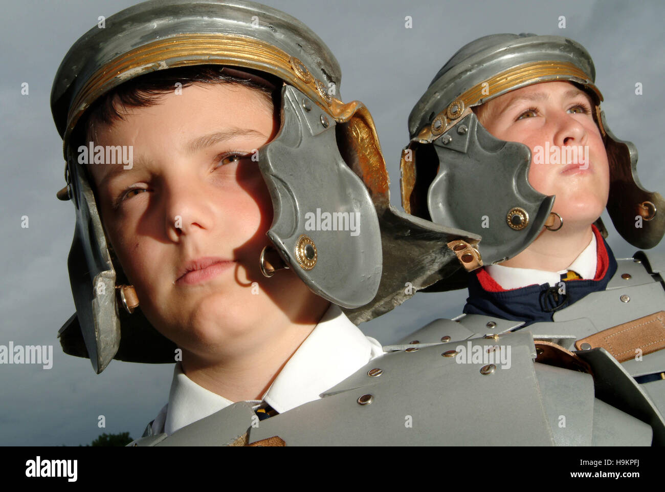 Schoolchildren dressed as Roman soldiers visiting the National Roman ...