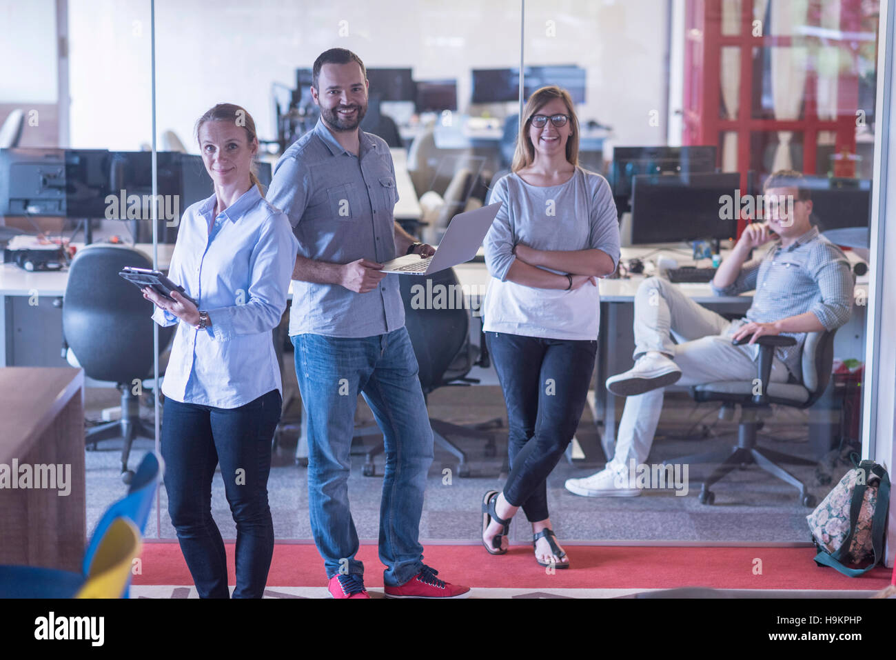 start up business team portrait at modern office interior Stock Photo ...