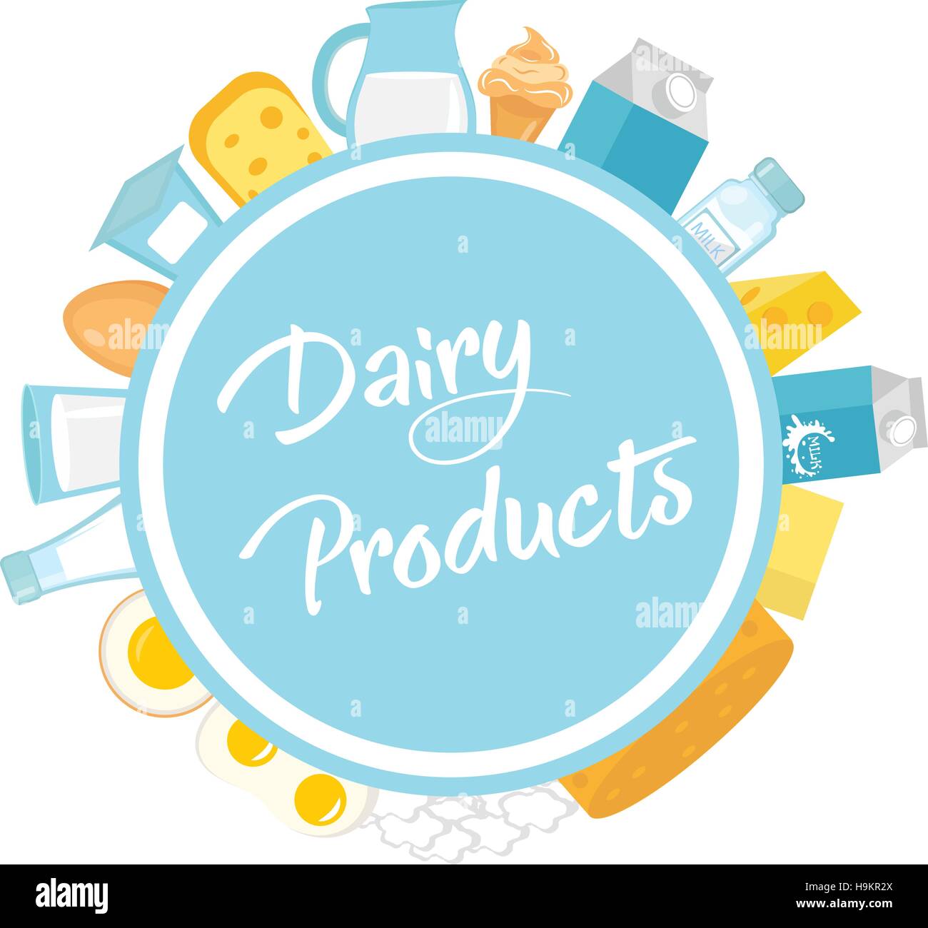 Dairy products frame. Flat style. Milk frames for text isolated on ...