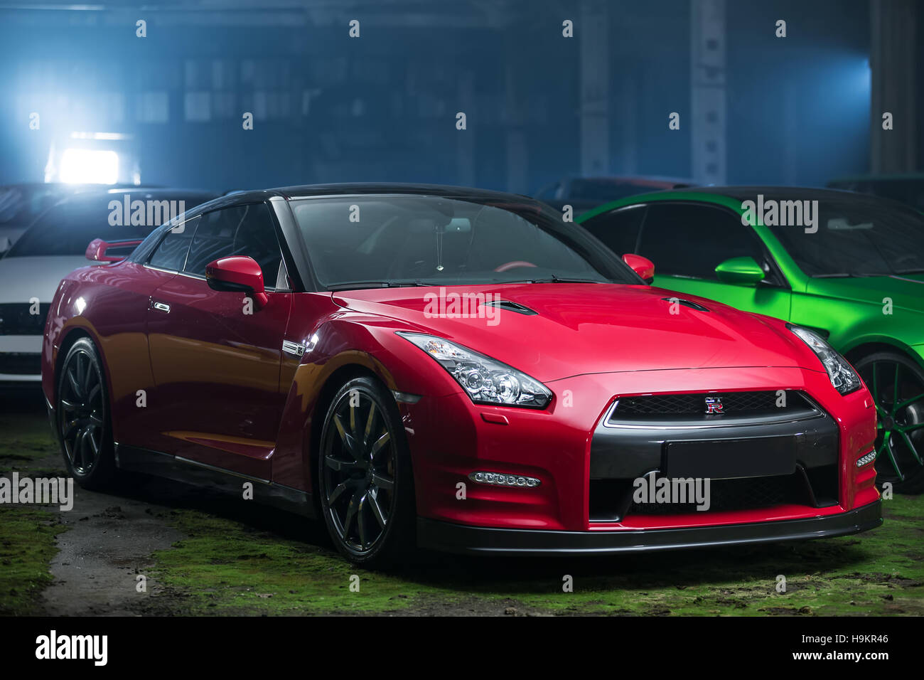 Red-black Nissan GT-R tuning Stock Photo - Alamy