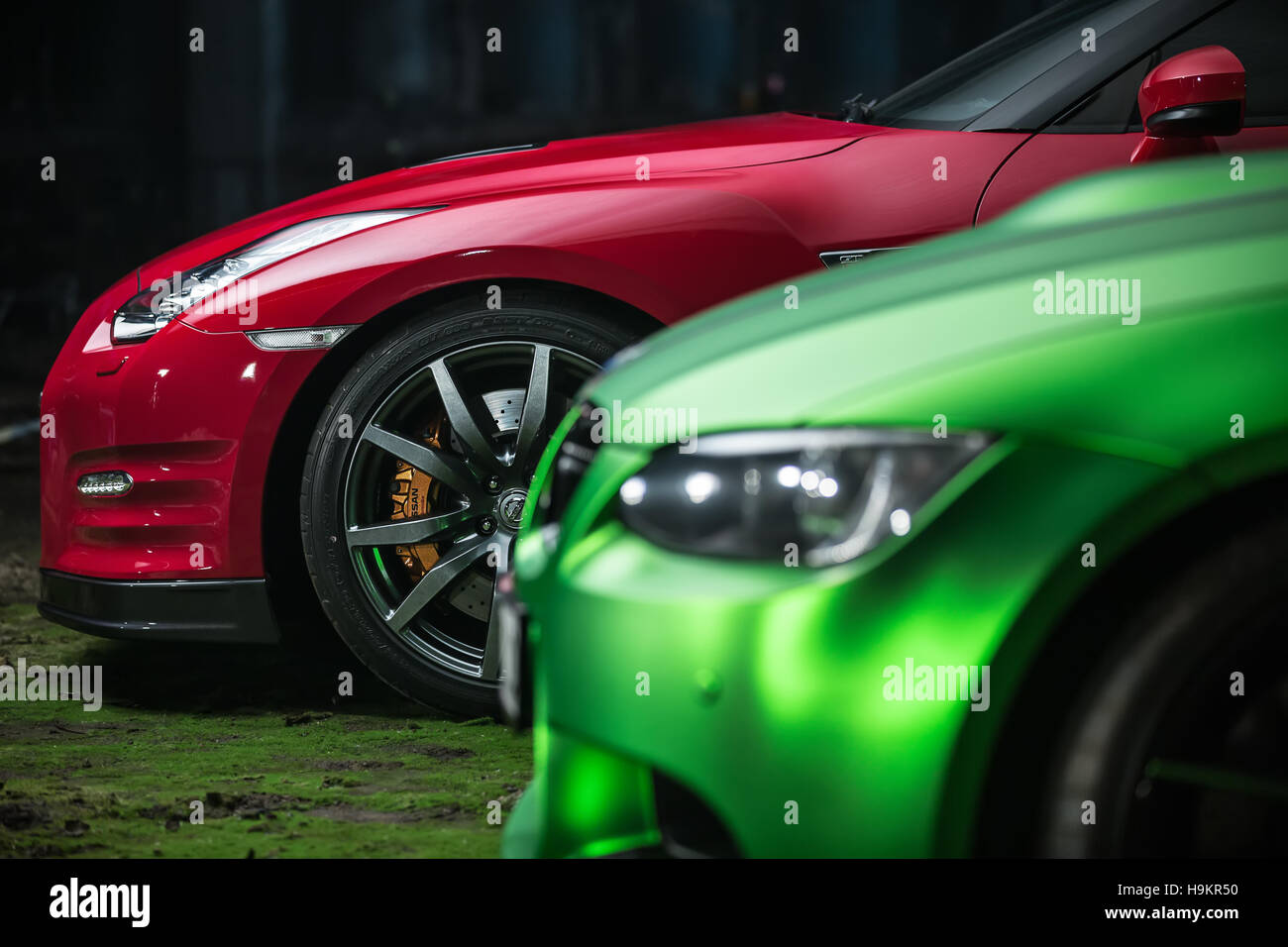 Red-black Nissan GT-R tuning Stock Photo - Alamy