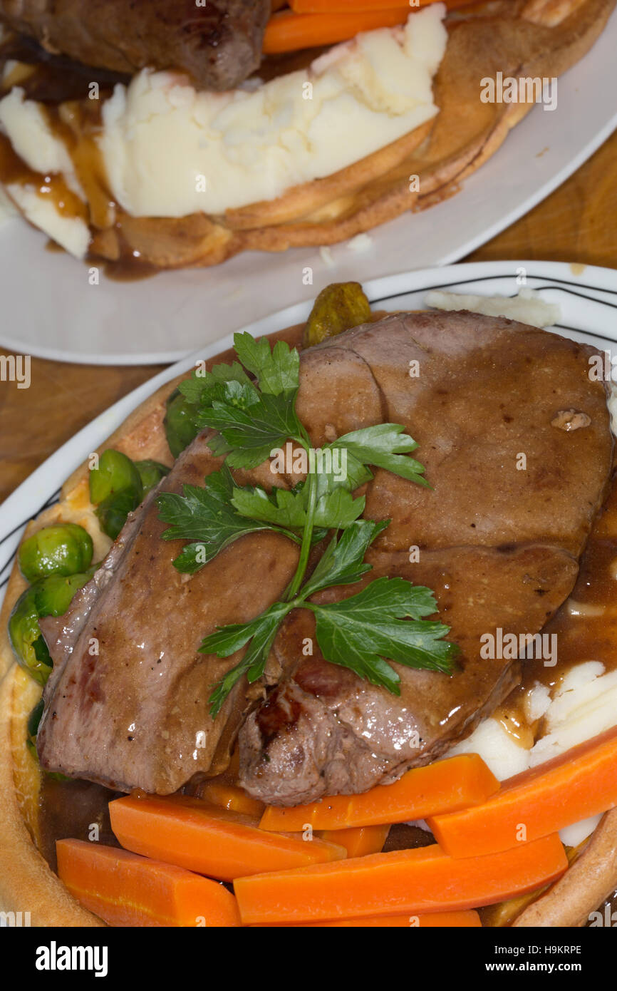 A meal of Scottish Venison Rump Steak with potatoes, vegetables and ...