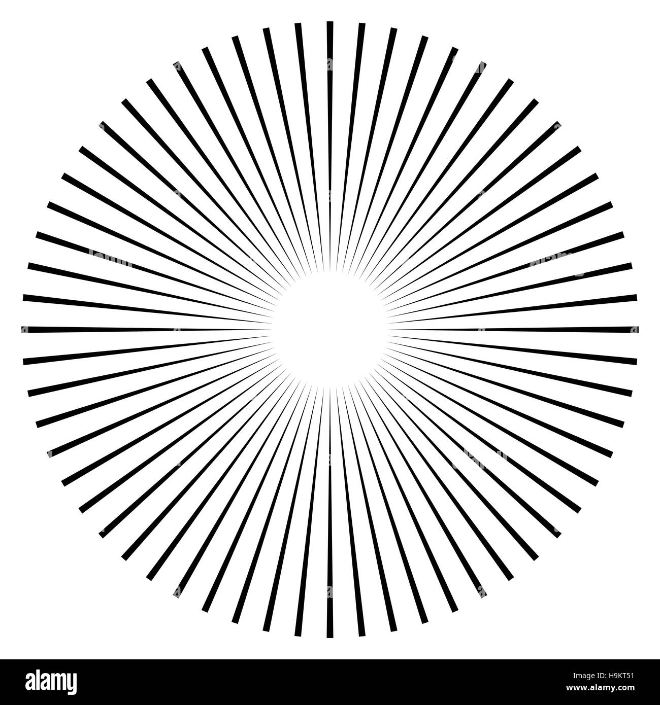 Rays, beams element. Sunburst, starburst shape on white. Radiating ...