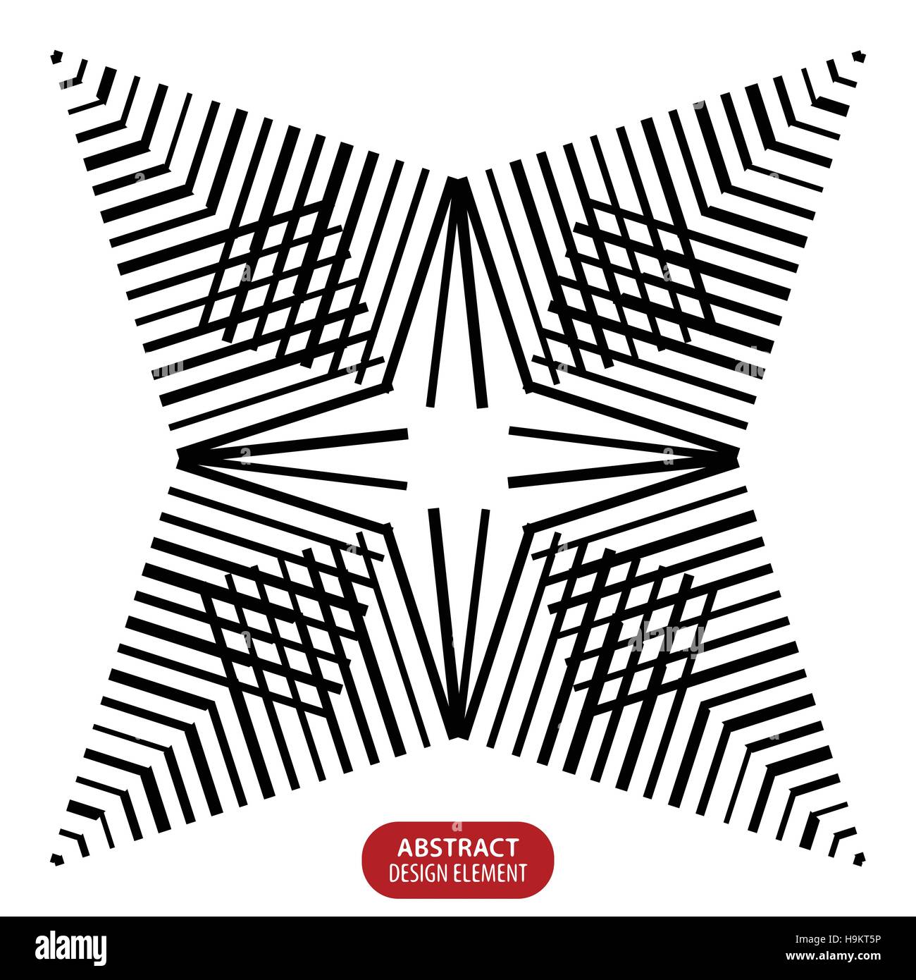 Geometric element made of lines. Abstract monochrome shape isolated on ...