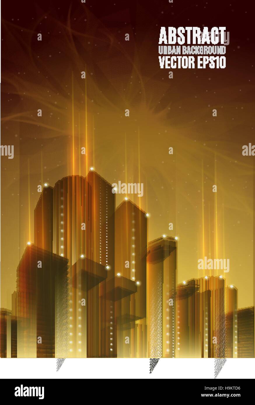 Gold city skyline at night. Graphical urban abstract cityscape ...
