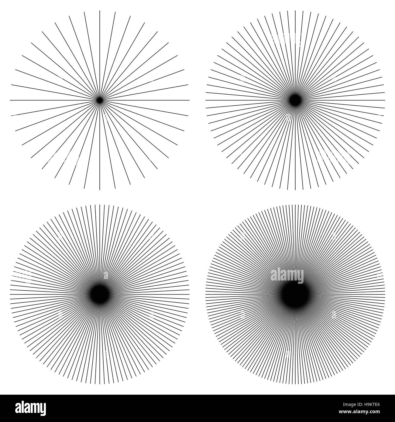 Radial lines, rays, beams circular pattern. Sunburst, starburst with ...