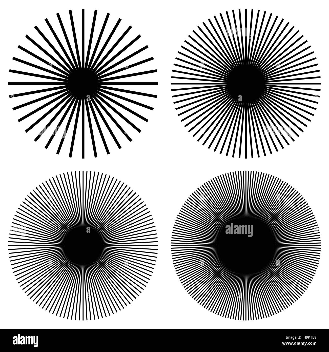 Radial lines, rays, beams circular pattern. Sunburst, starburst with ...