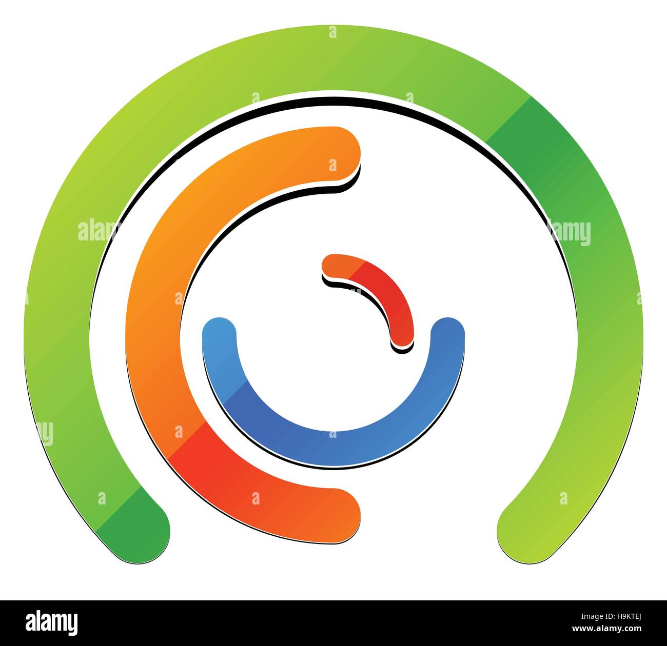 Concentric circles with random lines. Segmented circles abstract symbol ...