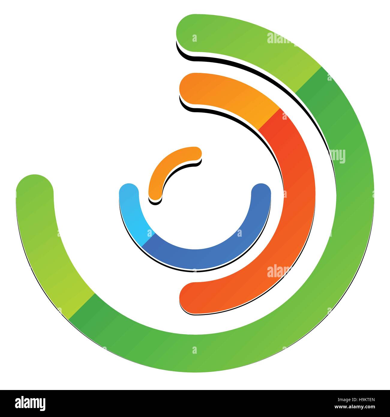 Concentric circles with random lines. Segmented circles abstract symbol ...