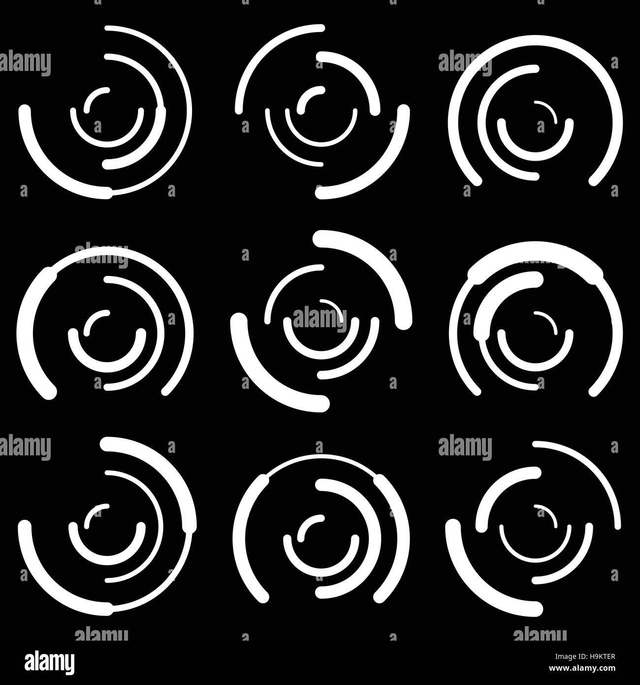 Concentric circles with random lines. Segmented circles abstract symbol ...