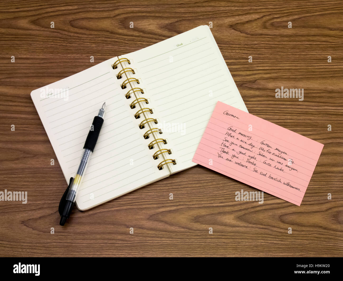 German; Learning New Language Writing Words on the Notebook Stock Photo ...