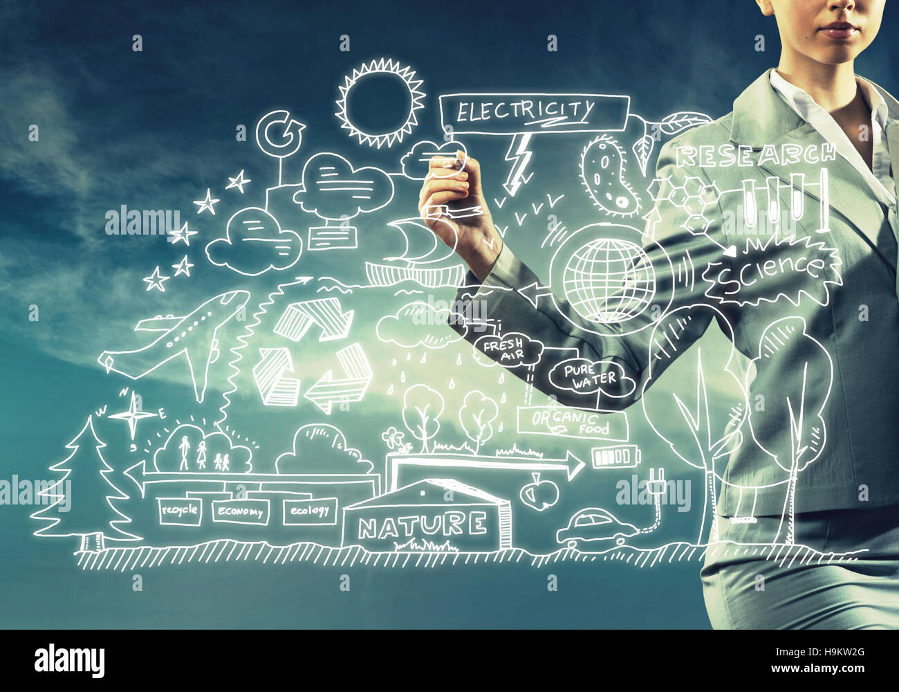 Drawing environmental concept Stock Photo - Alamy