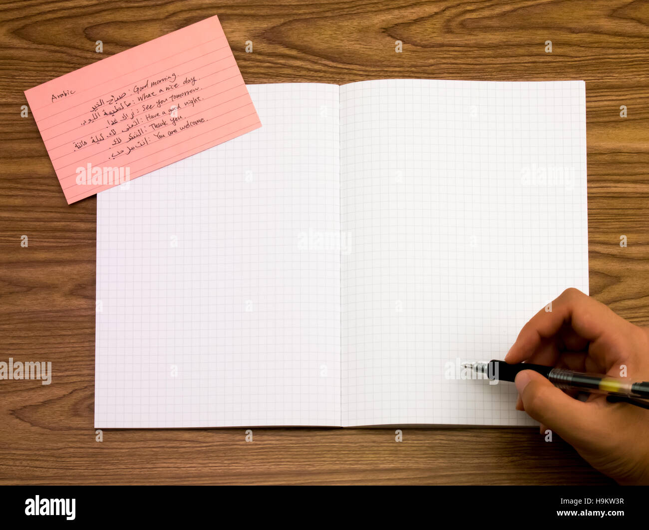 Arabic; Learning New Language Writing Words on the Notebook Stock Photo ...
