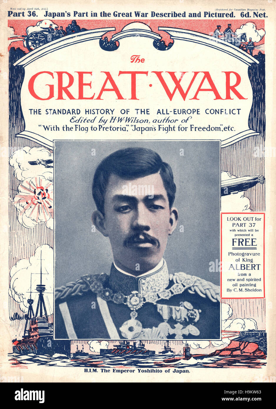 1915 The Great War front page Emperor Yoshihito of Japan Stock Photo ...