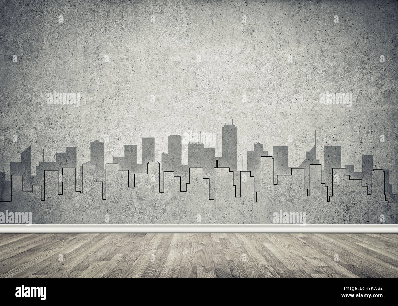 City design on wall Stock Photo - Alamy