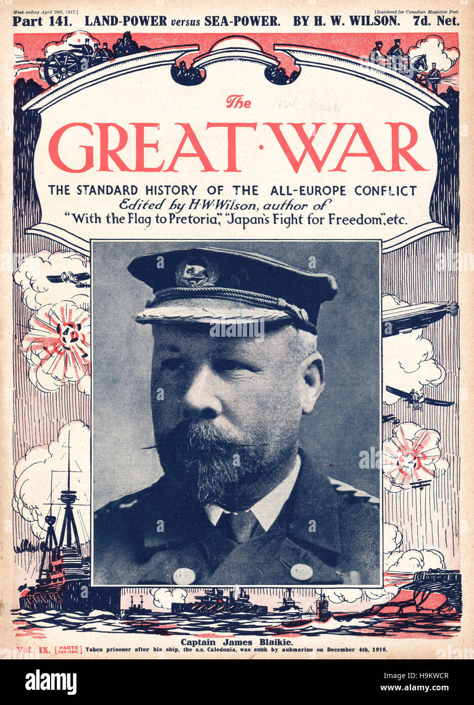1917 The Great War front page Captain James Blaikie of the SS Caledonia ...