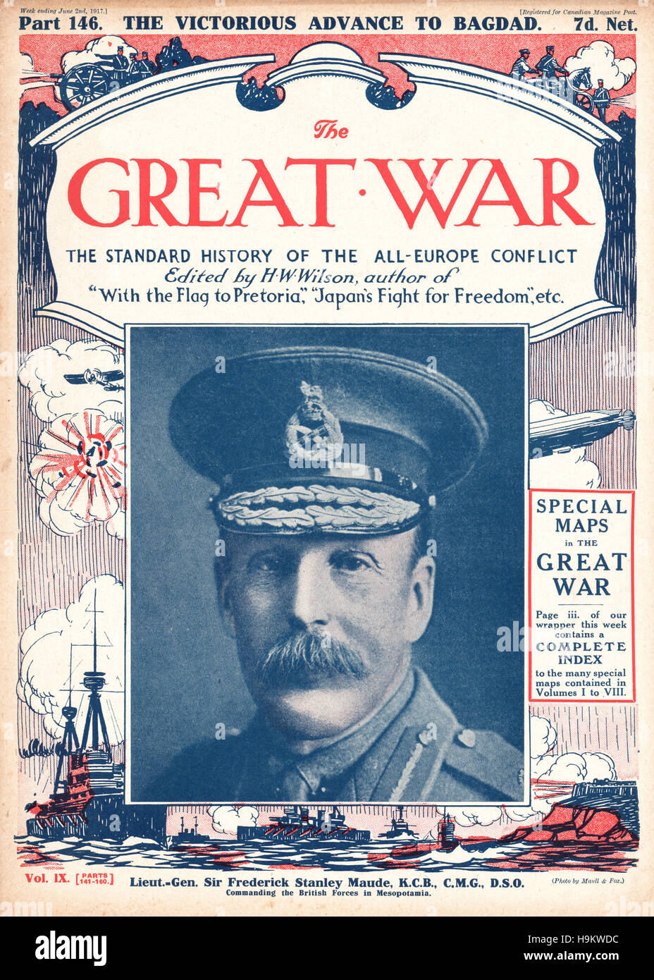 1917 The Great War front page Lt. General Frederick Stanley Maude Stock ...