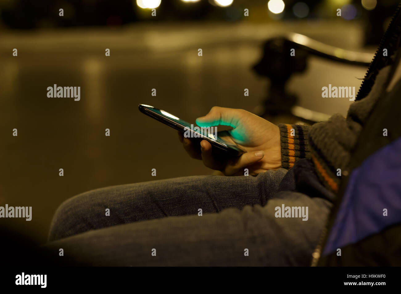Close up of a man using mobile smart phone Stock Photo - Alamy