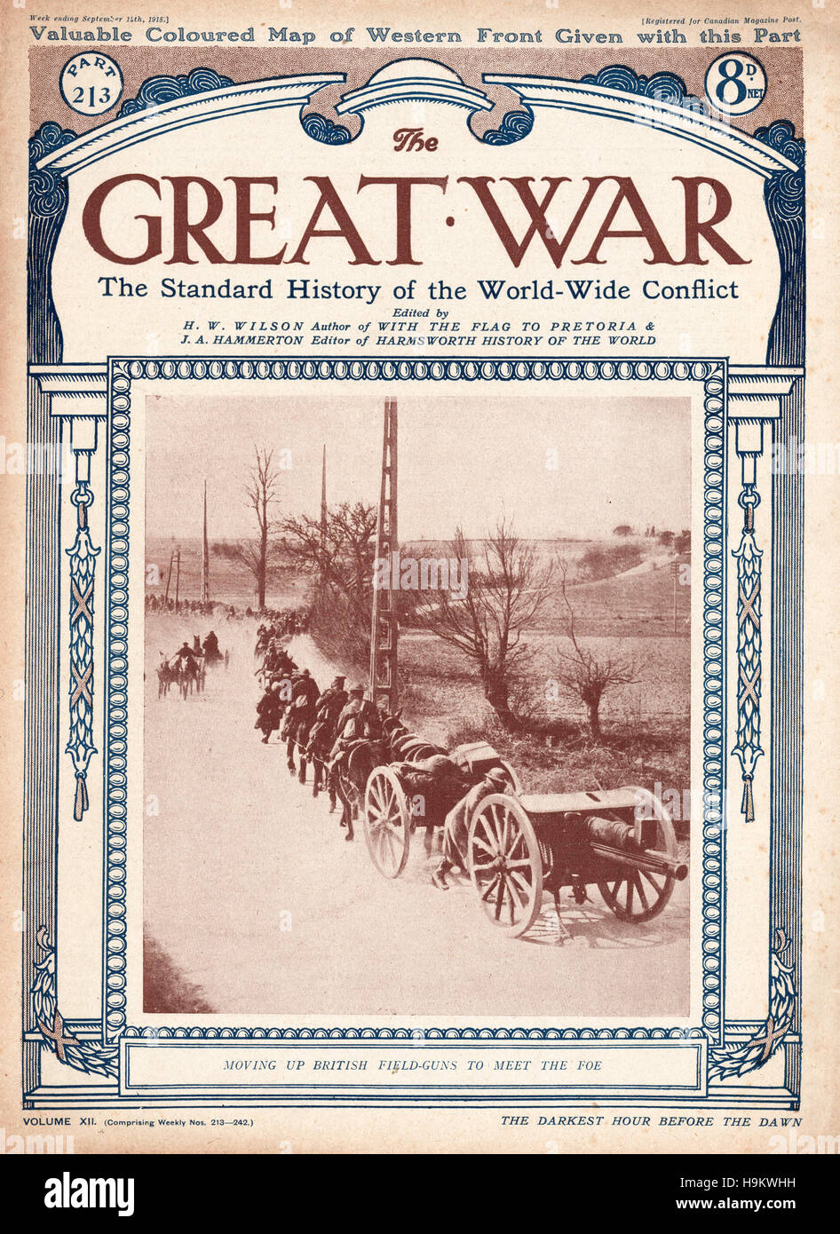 1918 The Great War front page British field guns off to the Front Stock ...