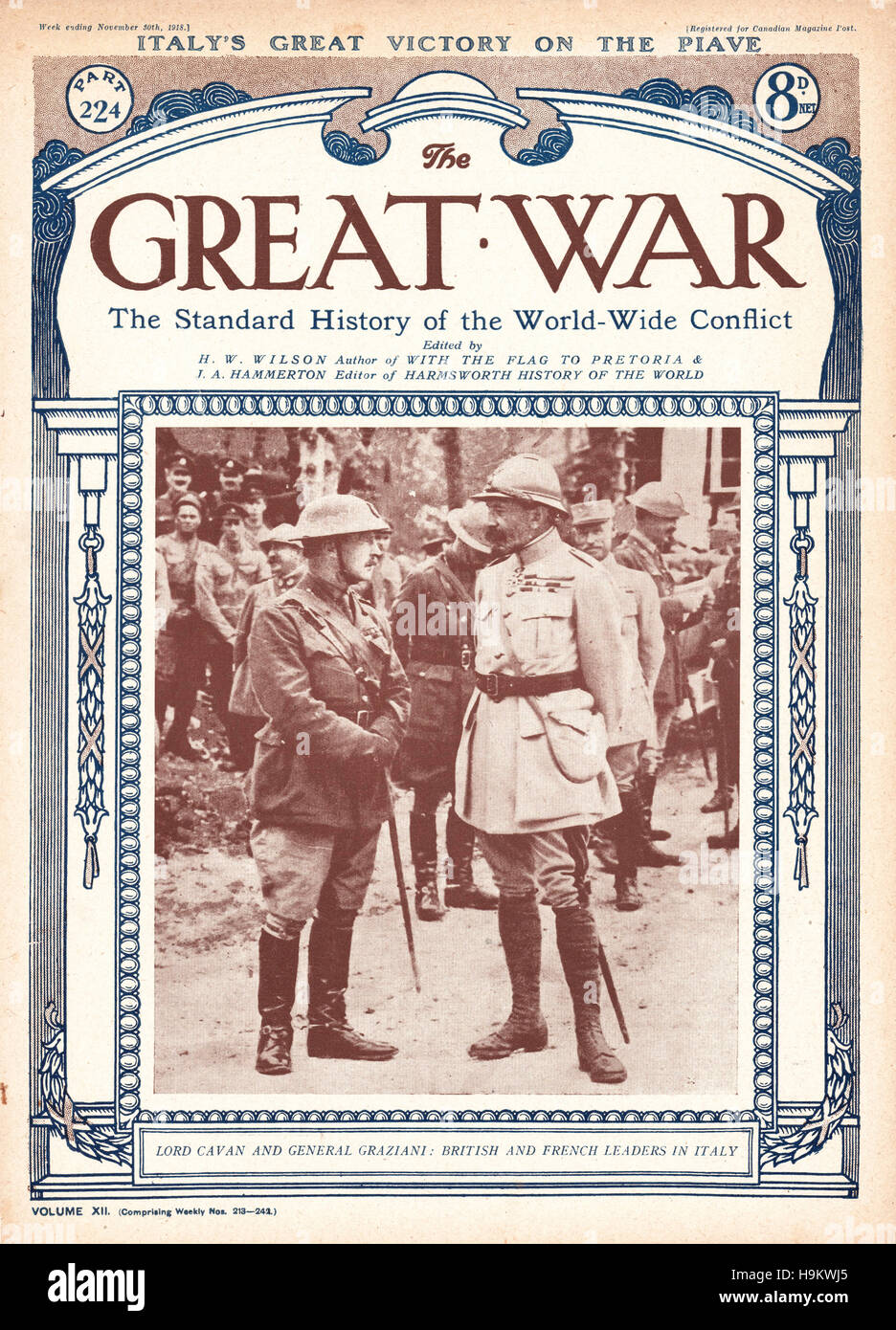 1918 The Great War front page Lord Cavan and General Graziani Stock ...