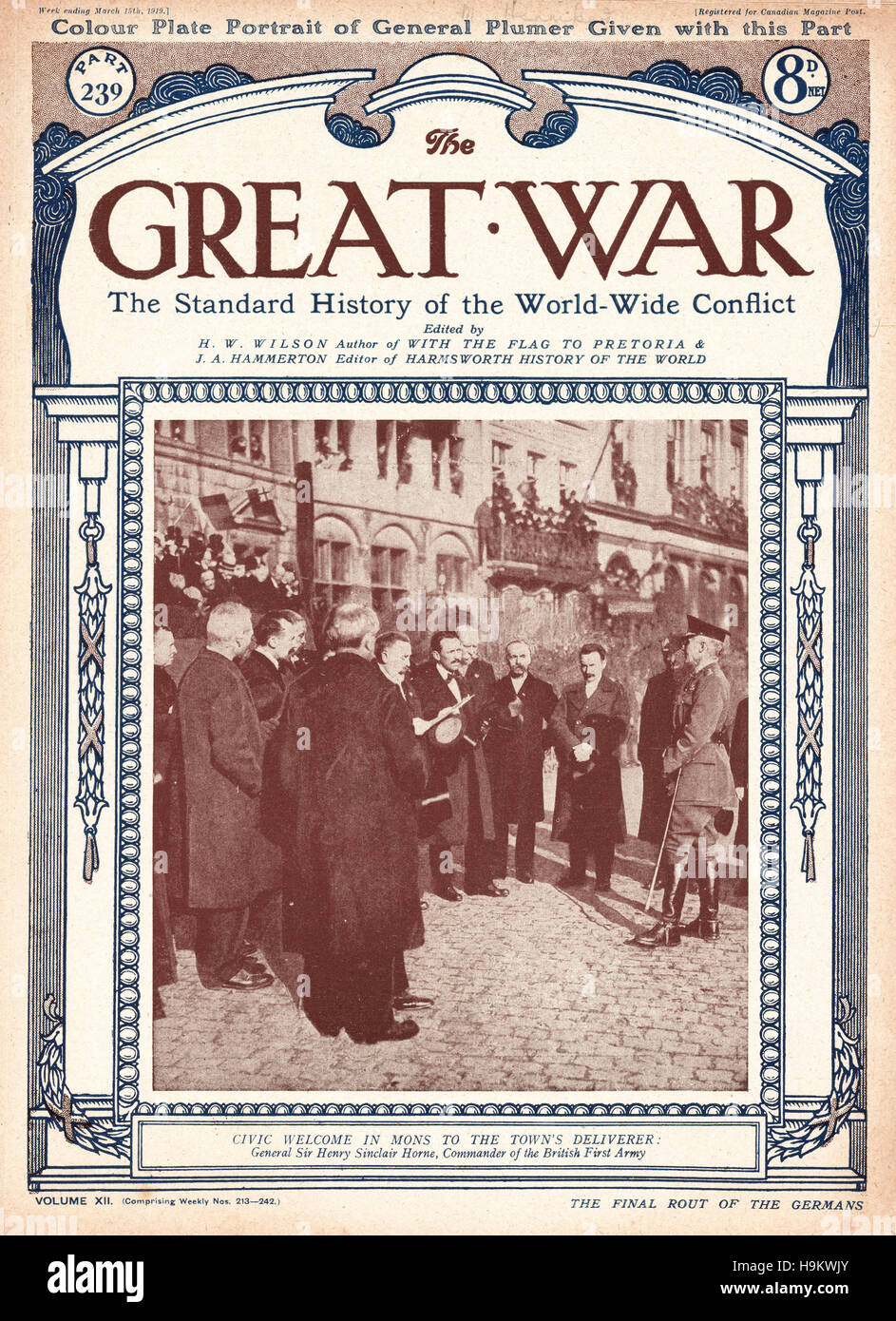 1919 The Great War front page Civic welcome in Mons for General Sir ...