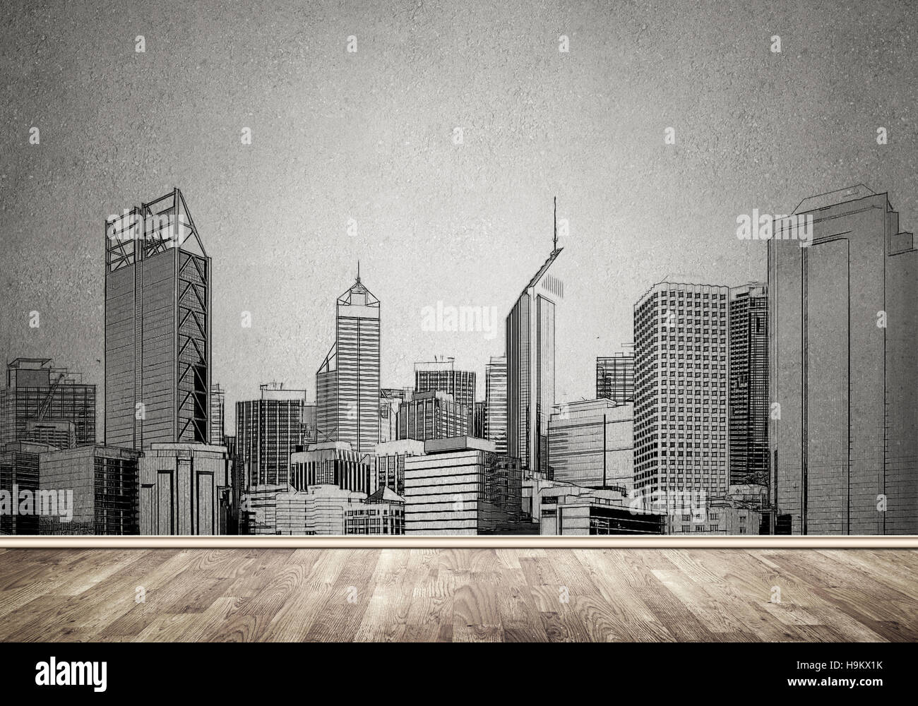 City design on wall Stock Photo - Alamy