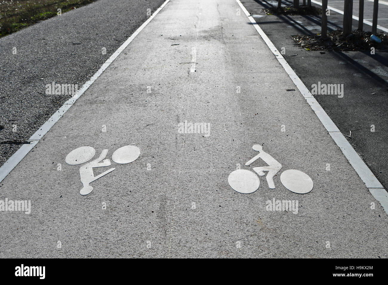 Bicycle Path Sign Marked On High Resolution Stock Photography and ...