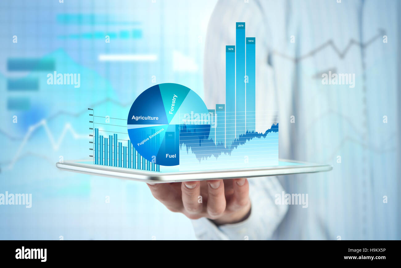 Presenting average sales report Stock Photo - Alamy