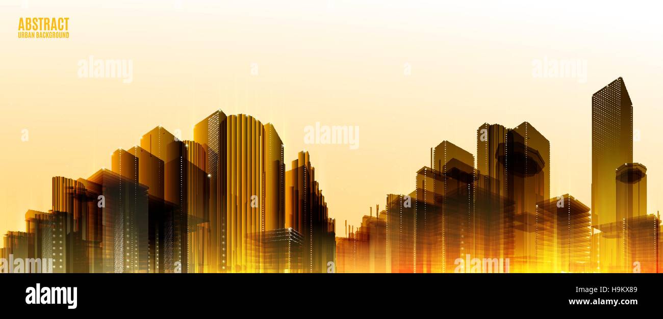 City Skylines. Light night background. Panorama width Stock Vector ...