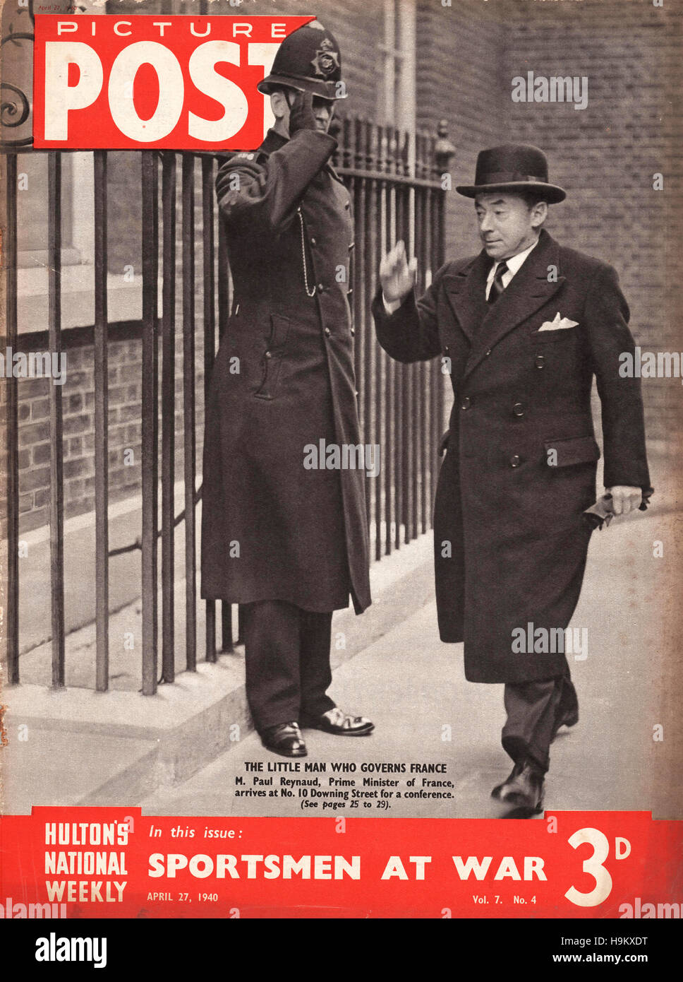 1940 Picture Post Paul Reynaud, Prime Minister of France, arrives at 10 ...