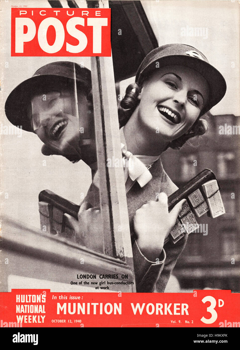 1940 Picture Post Woman bus conductor Stock Photo - Alamy
