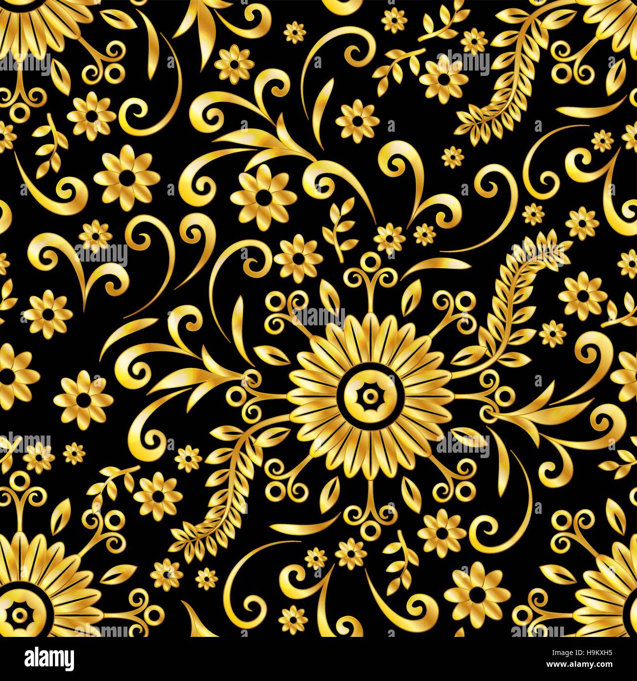 Golden Floral Seamless Background Stock Vector Image & Art - Alamy