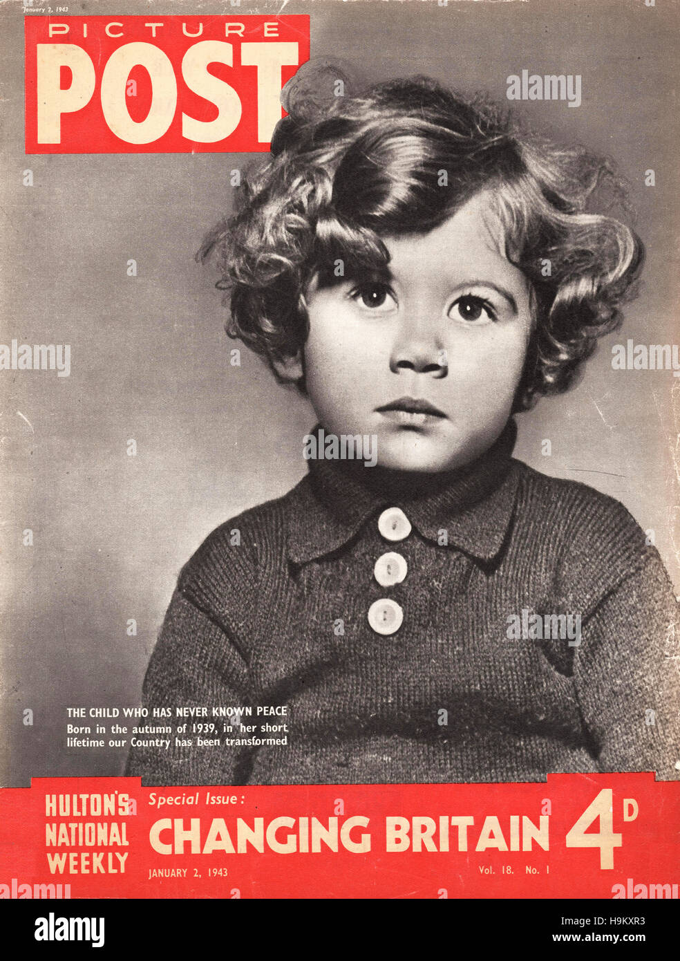 1943 Picture Post A child 'who has never known peace' Stock Photo - Alamy
