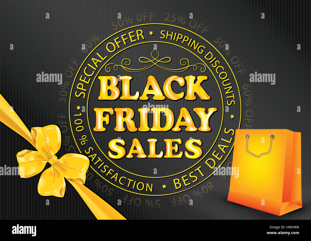 Black Friday advertising poster for print. Contains a elegant yellow ...