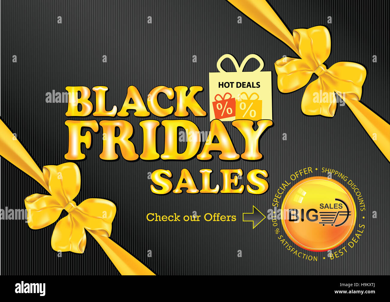 Black Friday advertising poster for print. Contains a elegant yellow ...