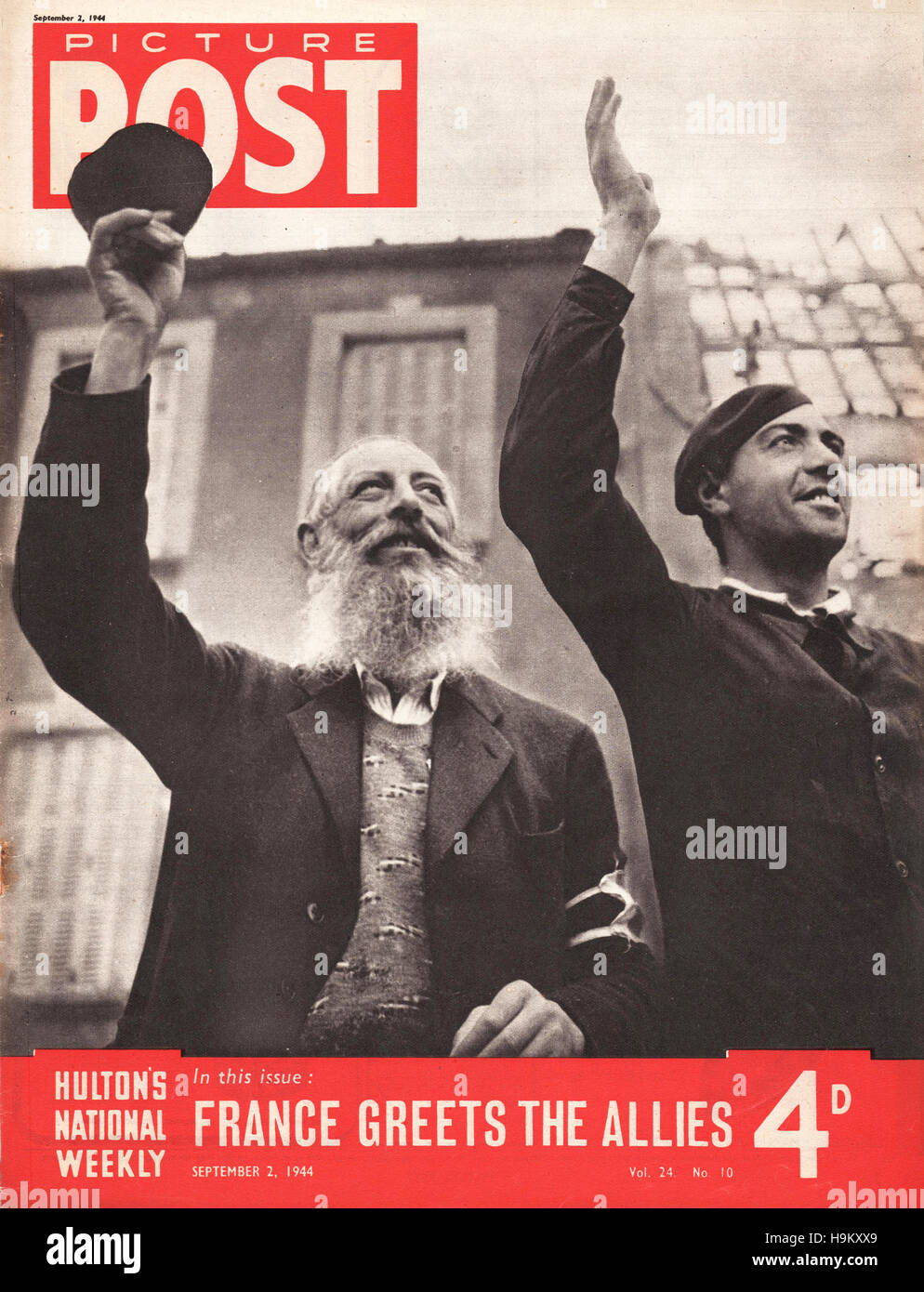 1944 Picture Post French civilians welcome Allies Stock Photo - Alamy