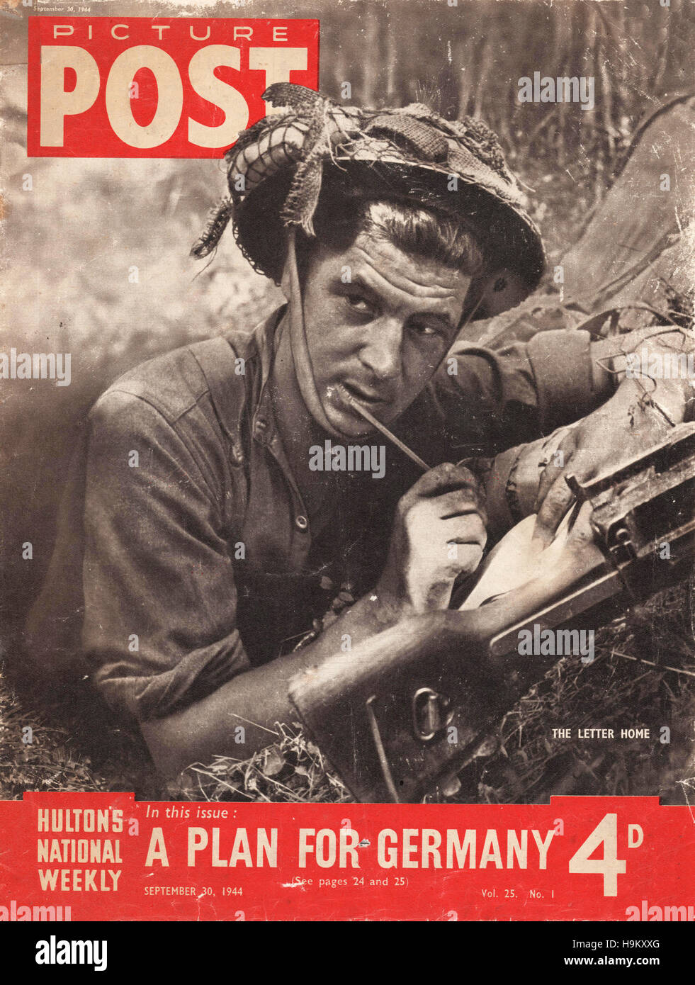 1944 Picture Post Soldier writes letter home Stock Photo - Alamy